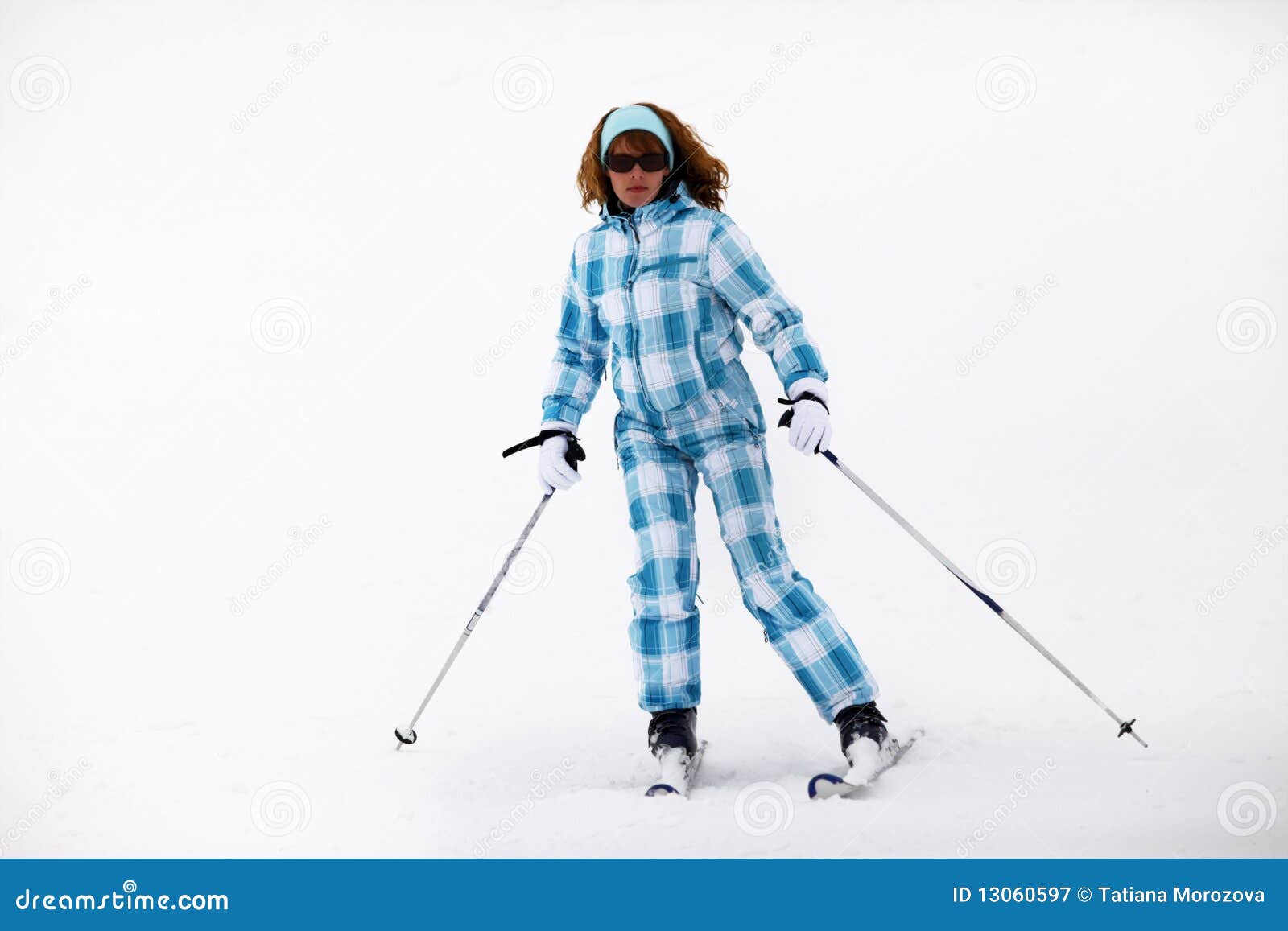 Skier girl stock image. Image of stick, mountain, playing - 13060597