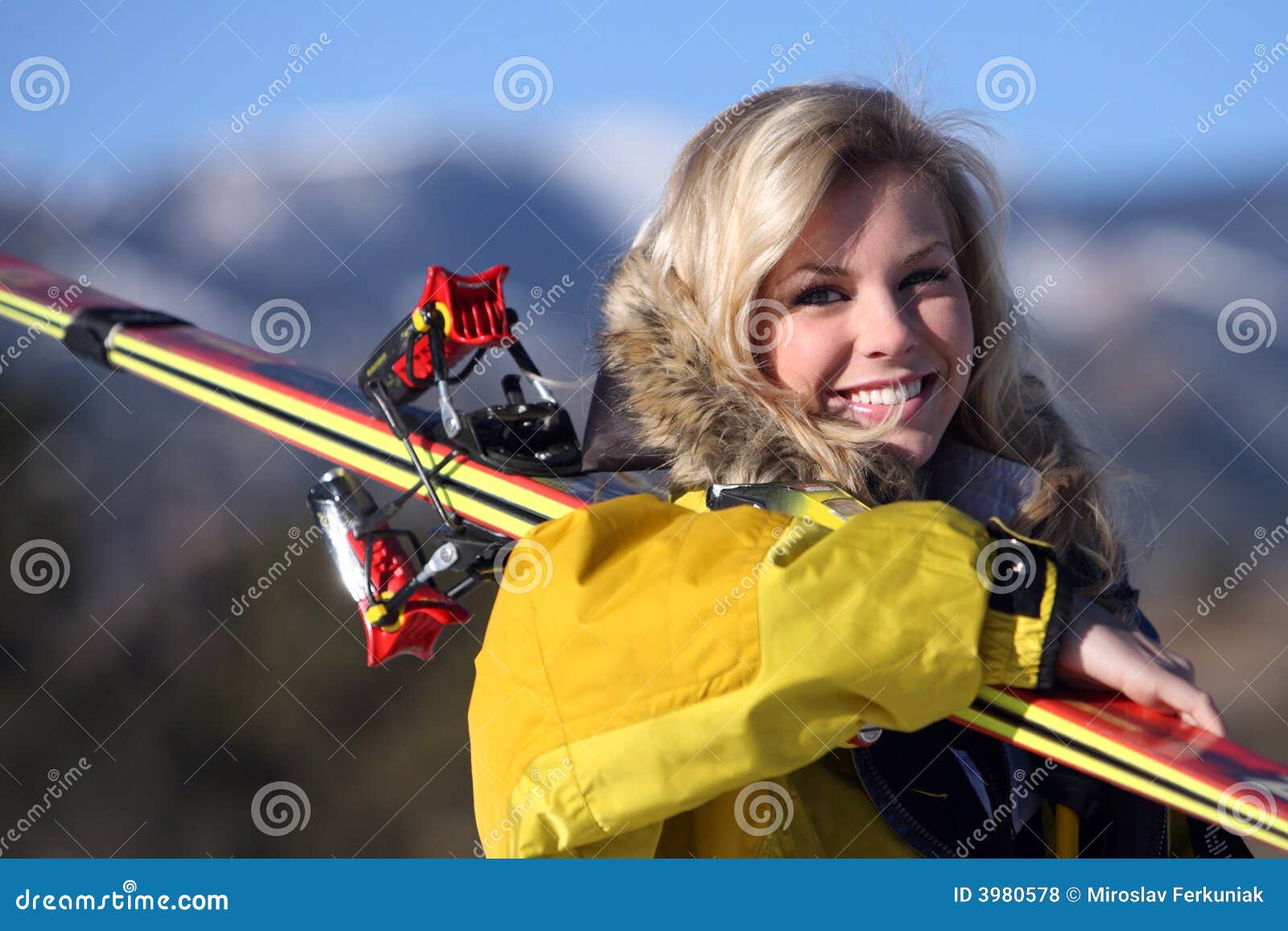 Skier girl stock photo. Image of caucasian, snow, travel - 3980578