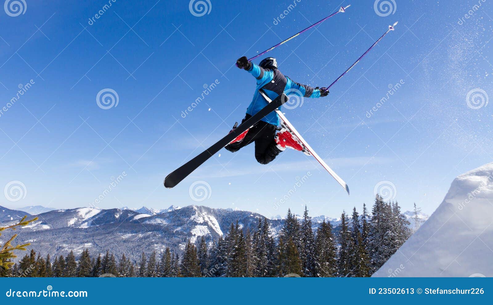 Skier in a high jump stock image. Image of high, extremsports - 23502613