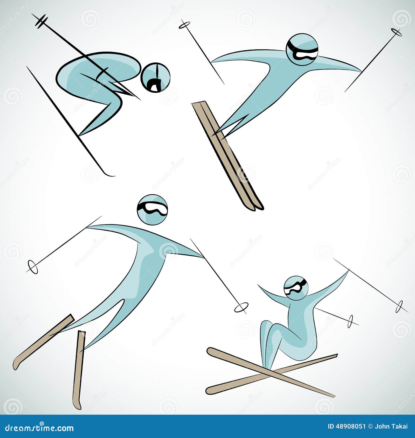Skier Icon Set stock vector. Illustration of aerial, athlete - 48908051