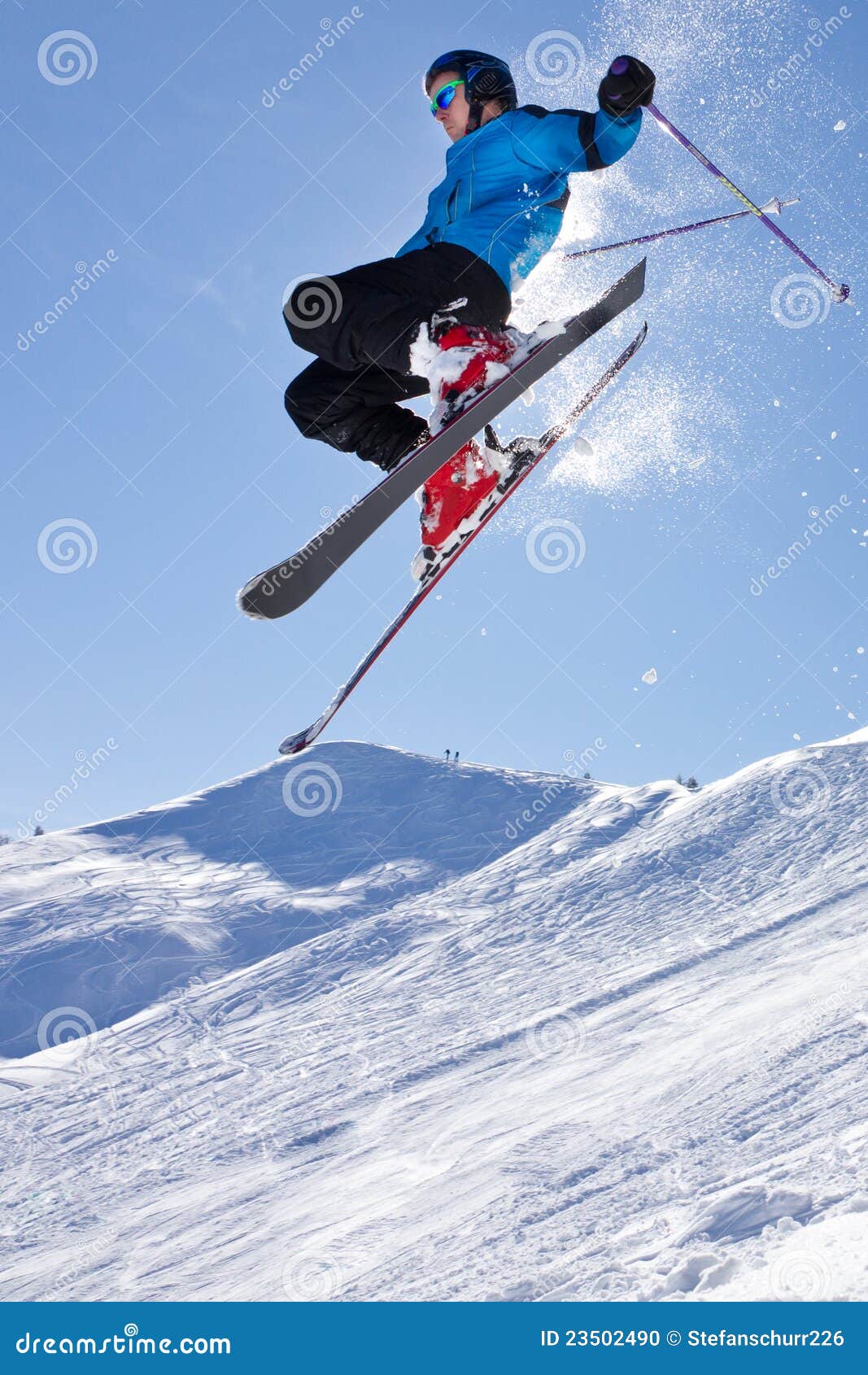 Skier in a jump stock photo. Image of covered, alpine - 23502490