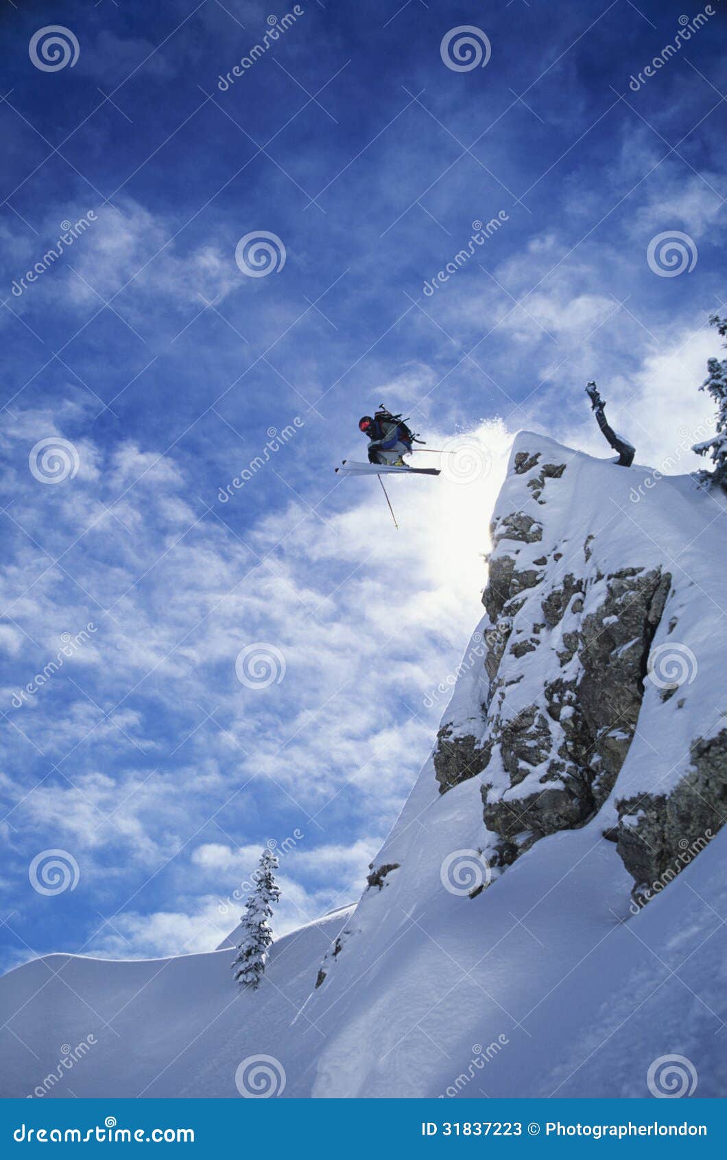 Skier Jumping from Mountain Stock Image - Image of danger, angle: 31837223