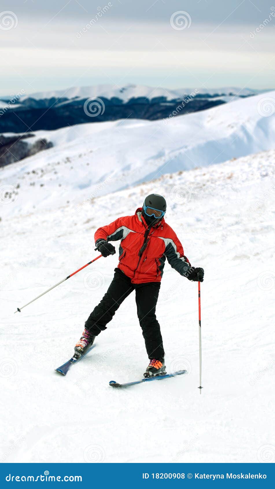 Skier Man in Snow Mountains Stock Photo - Image of physical, moving ...