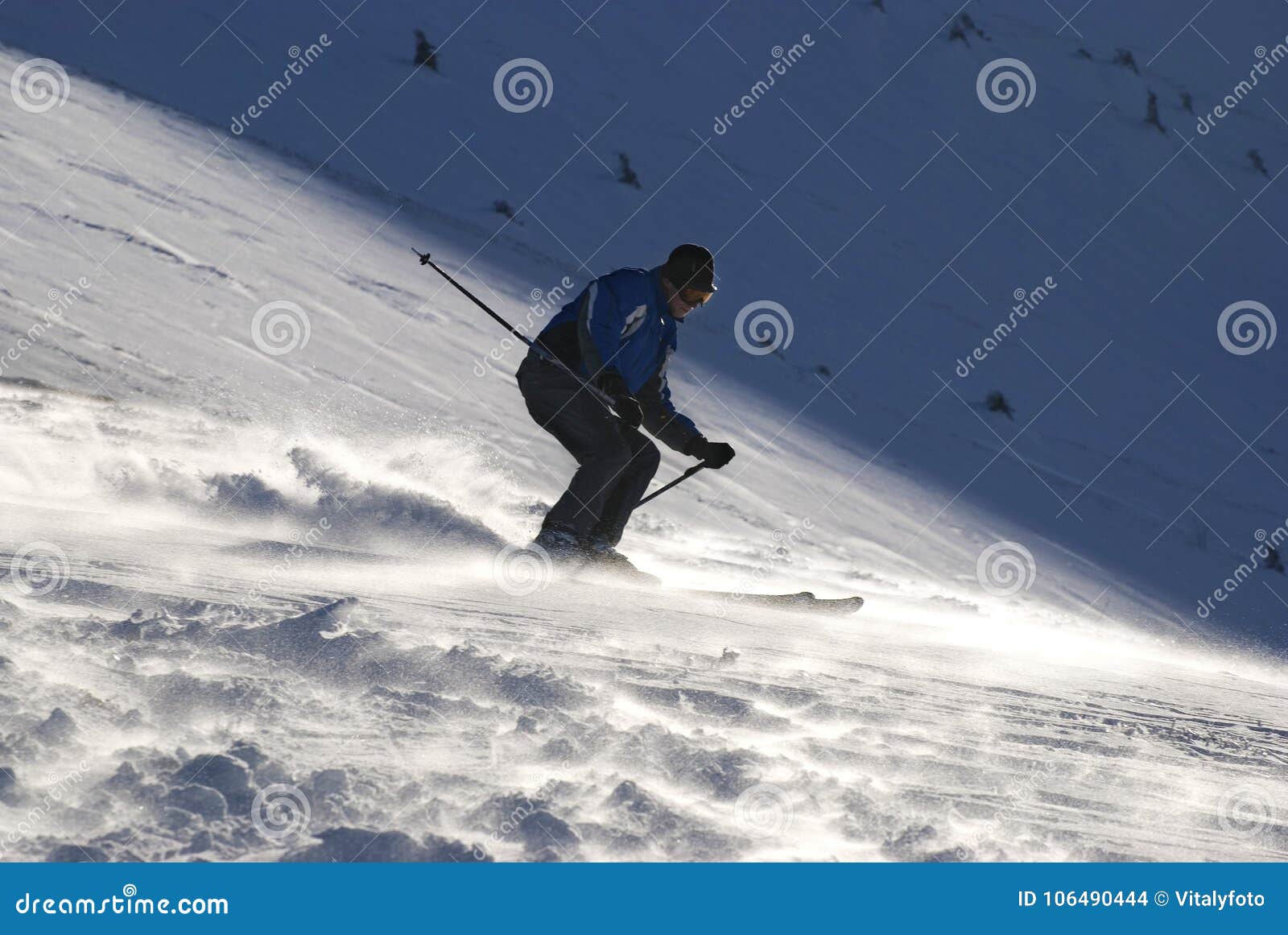 Skier on the Mountain Slope Stock Photo - Image of snow, mountain ...