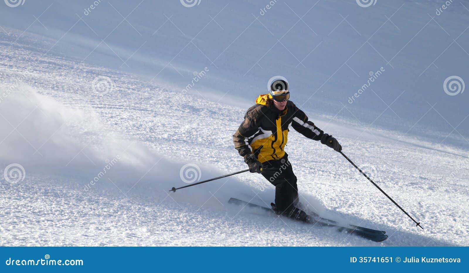 Skier on mountain slope stock image. Image of people - 35741651