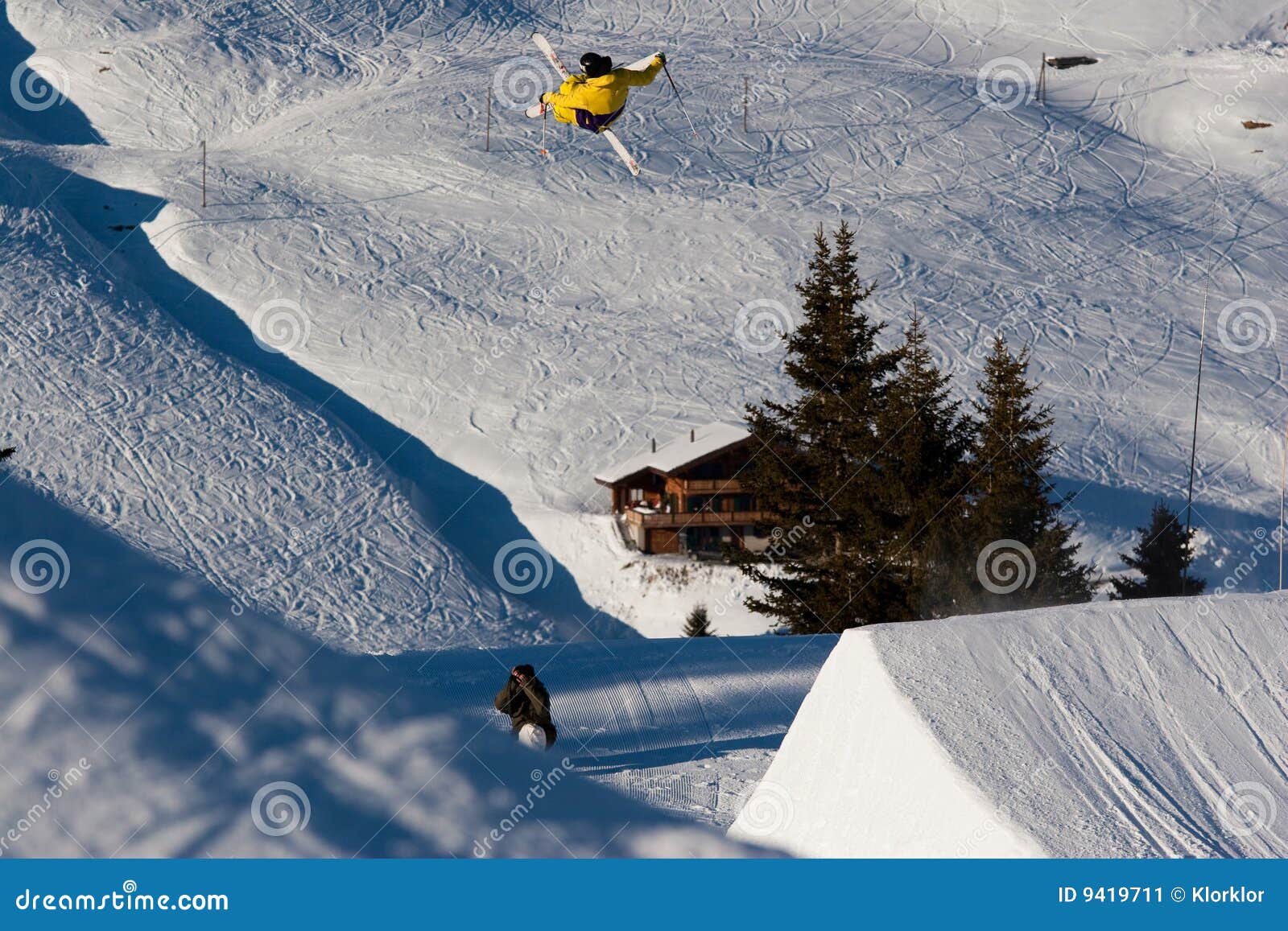Skier Performing a Freestyle Jump Stock Image - Image of teenagers ...