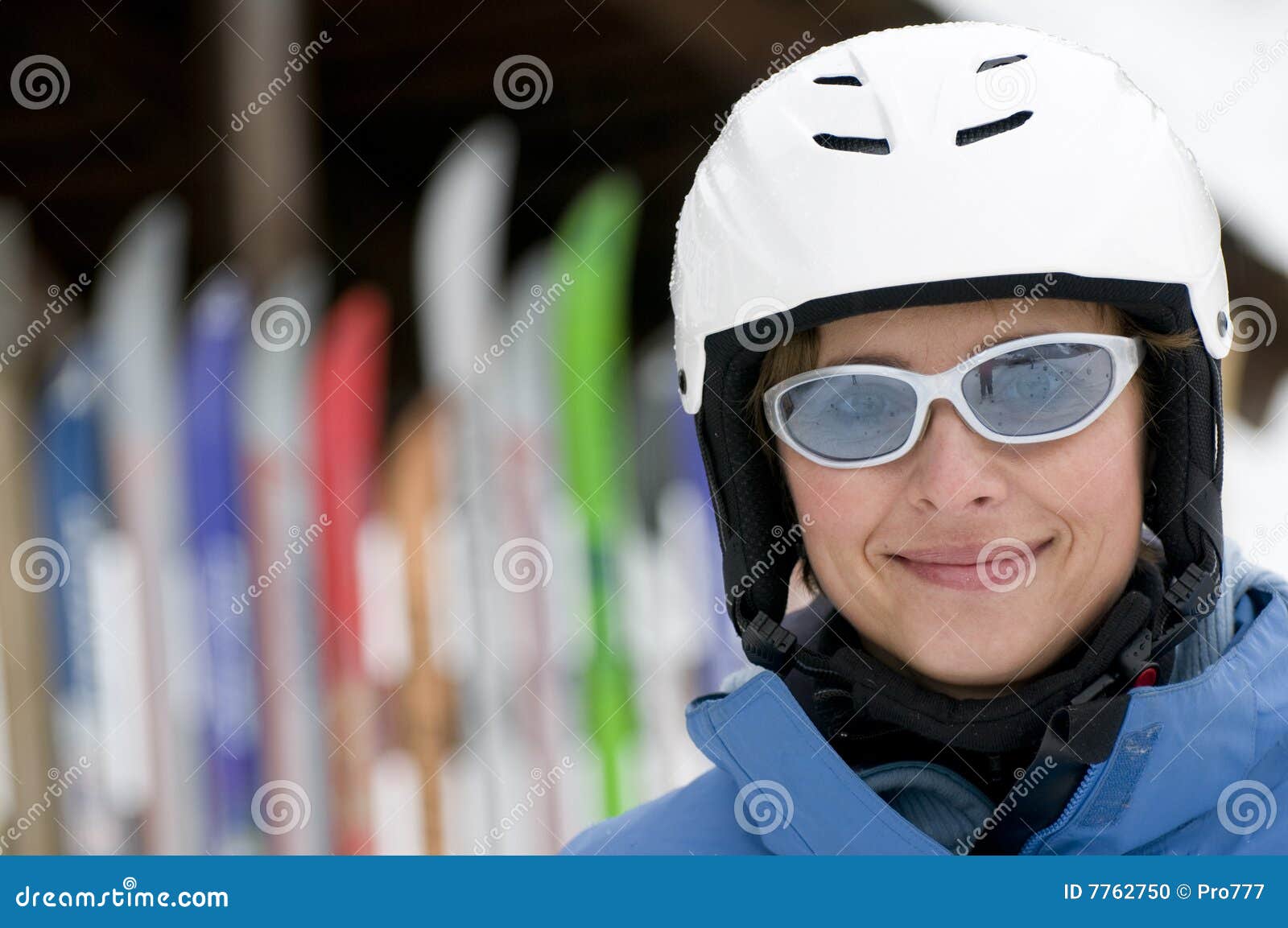 Skier portrait stock photo. Image of equipment, happy - 7762750