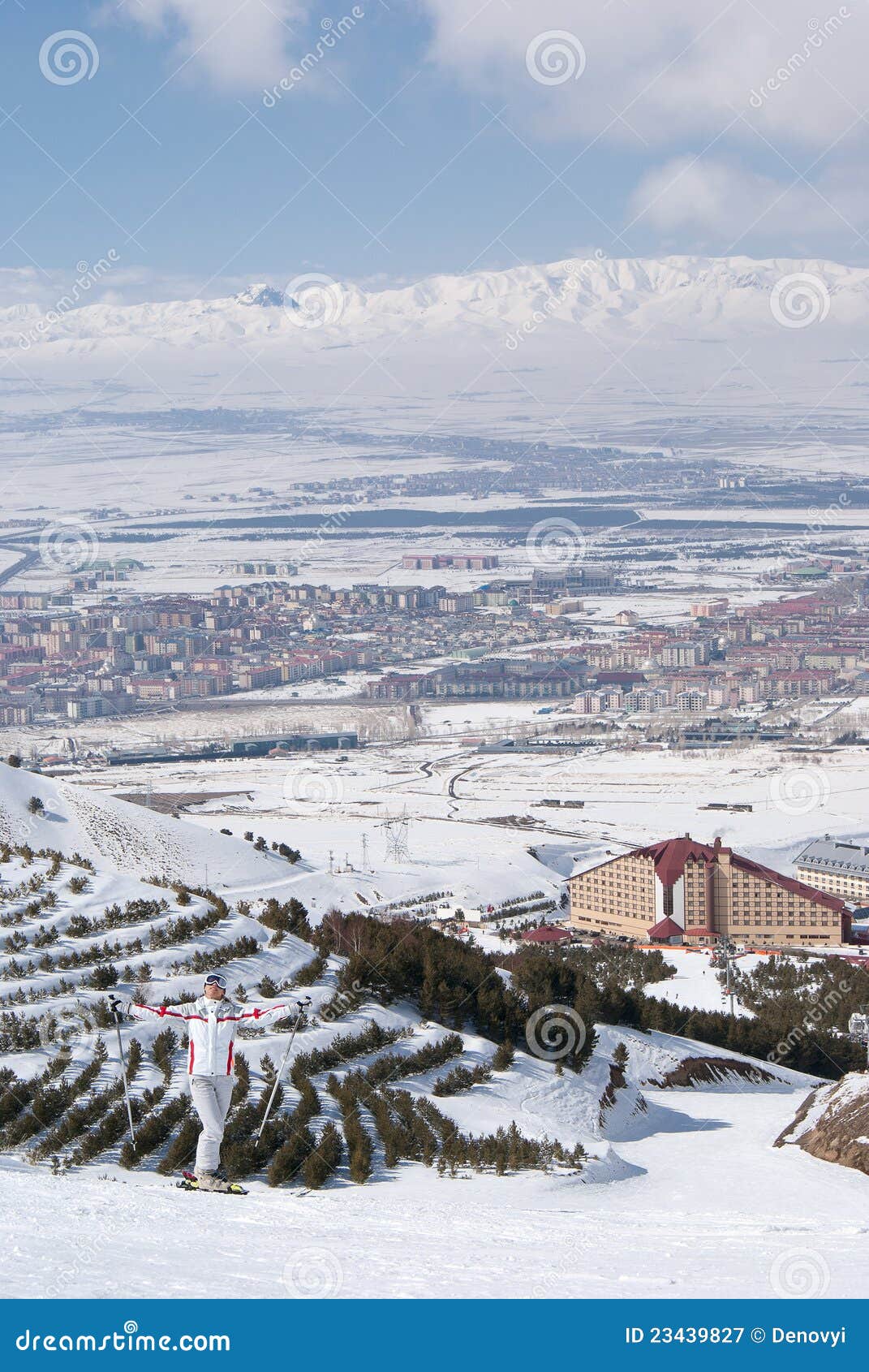 Skier Posing on Slope in Turkish Ski Resort Stock Image - Image of ...