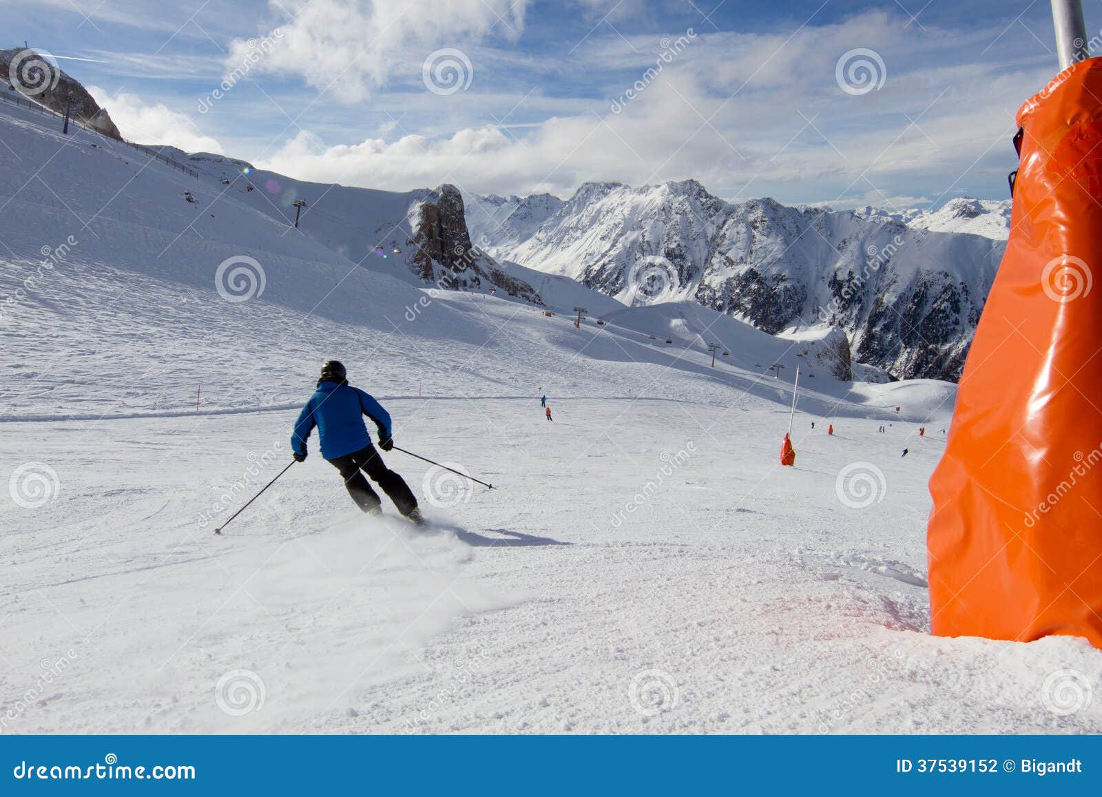 Skier on ski slope stock photo. Image of sport, alpine - 37539152