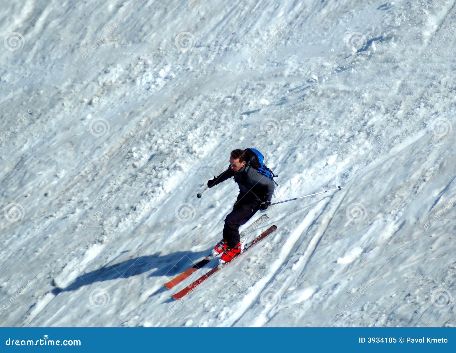 Skier on the slope stock image. Image of downhill, rocky - 3934105