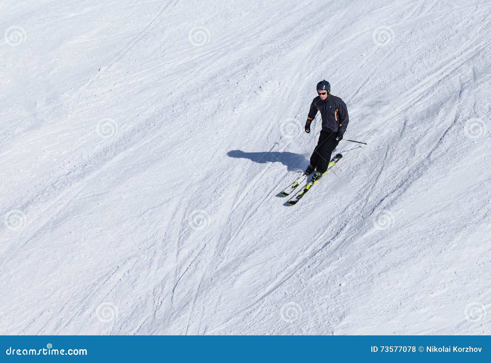 Skier on the slopes editorial stock photo. Image of skiing - 73577078