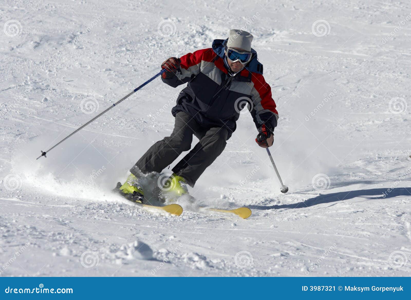 Skier on the snow slope stock image. Image of extreme - 3987321