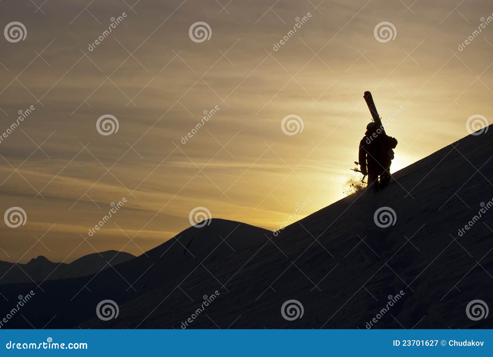 Skier and sunset stock image. Image of cheerful, freerider - 23701627