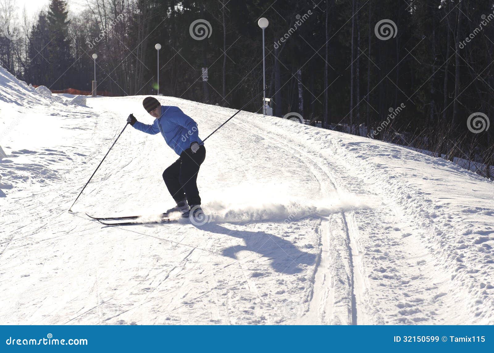 Skier on a Walk in the Park Stock Image - Image of countryside, healthy ...