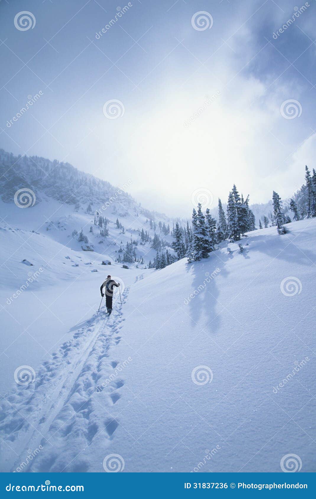 Skier Walking through Snow stock photo. Image of remote - 31837236