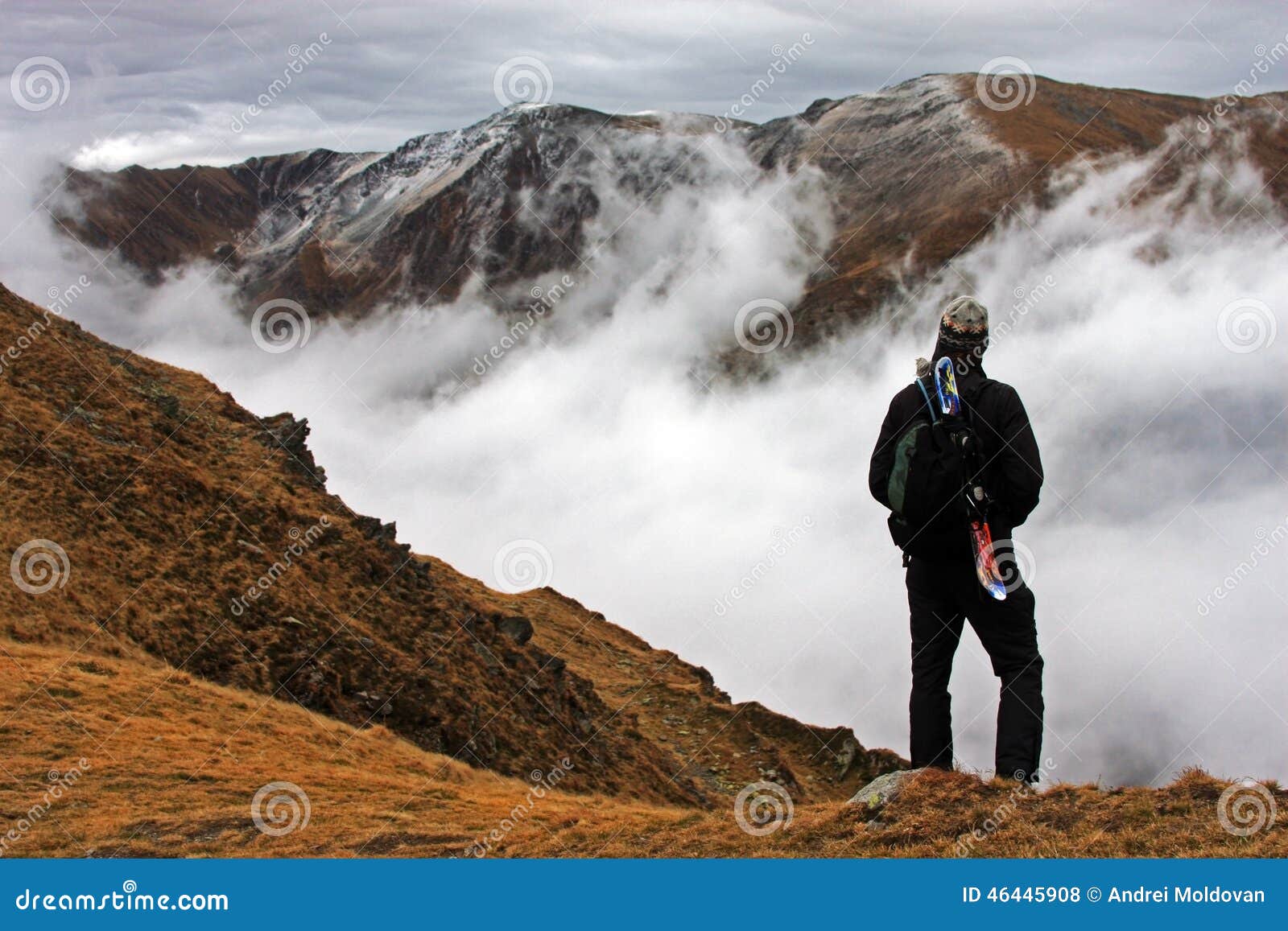 Skier Watching the Mountain Stock Photo - Image of outdoor, natural ...