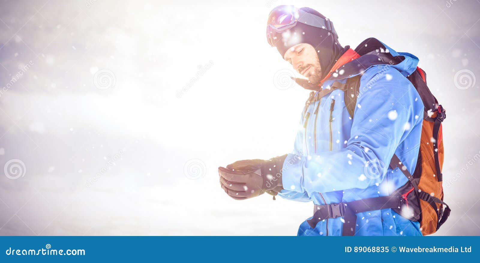 Skier wearing hand gloves stock image. Image of preparing - 89068835