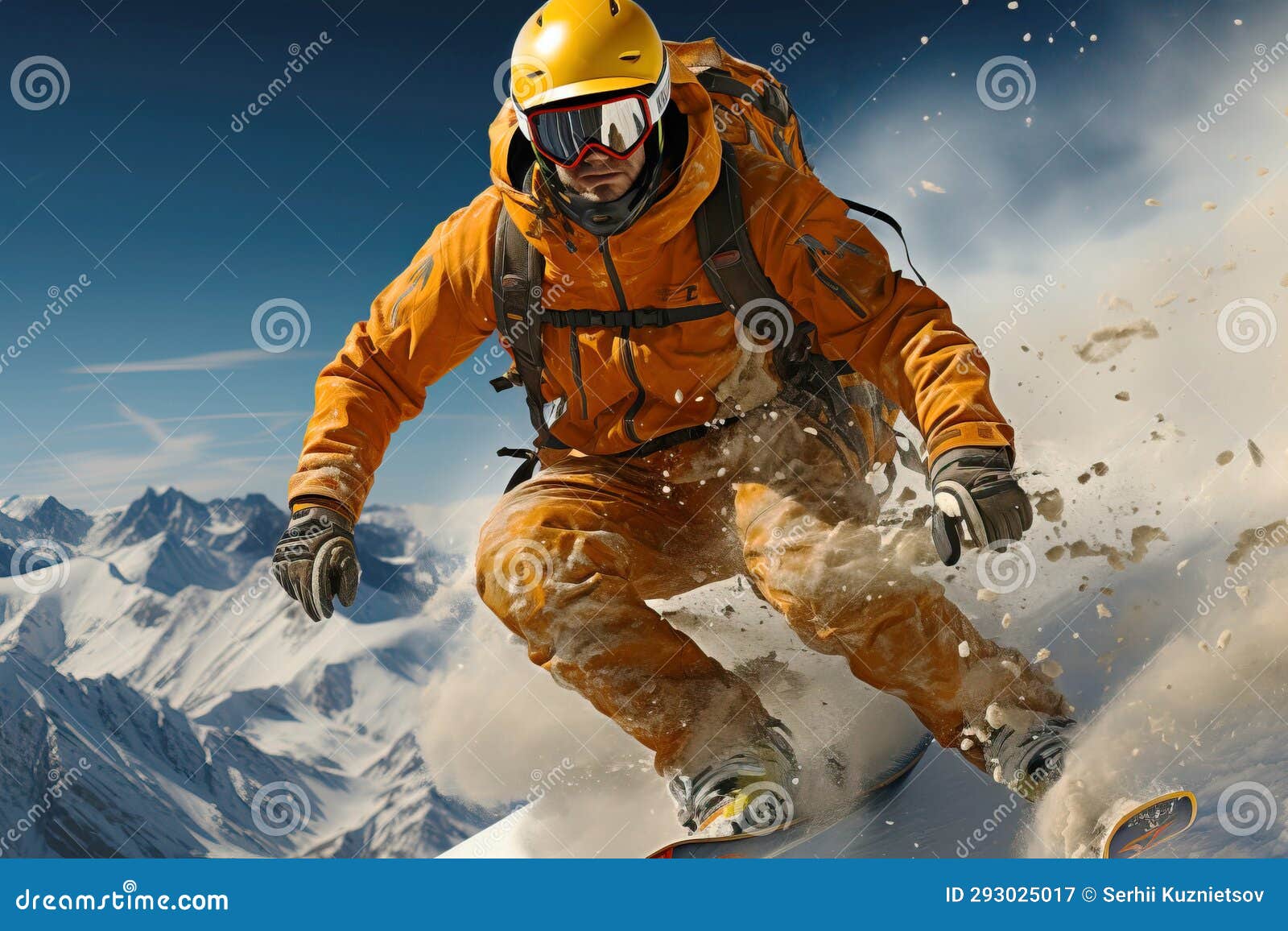 Skiers Athletes Compete Going Down from Ski Mountain. AI Generated ...