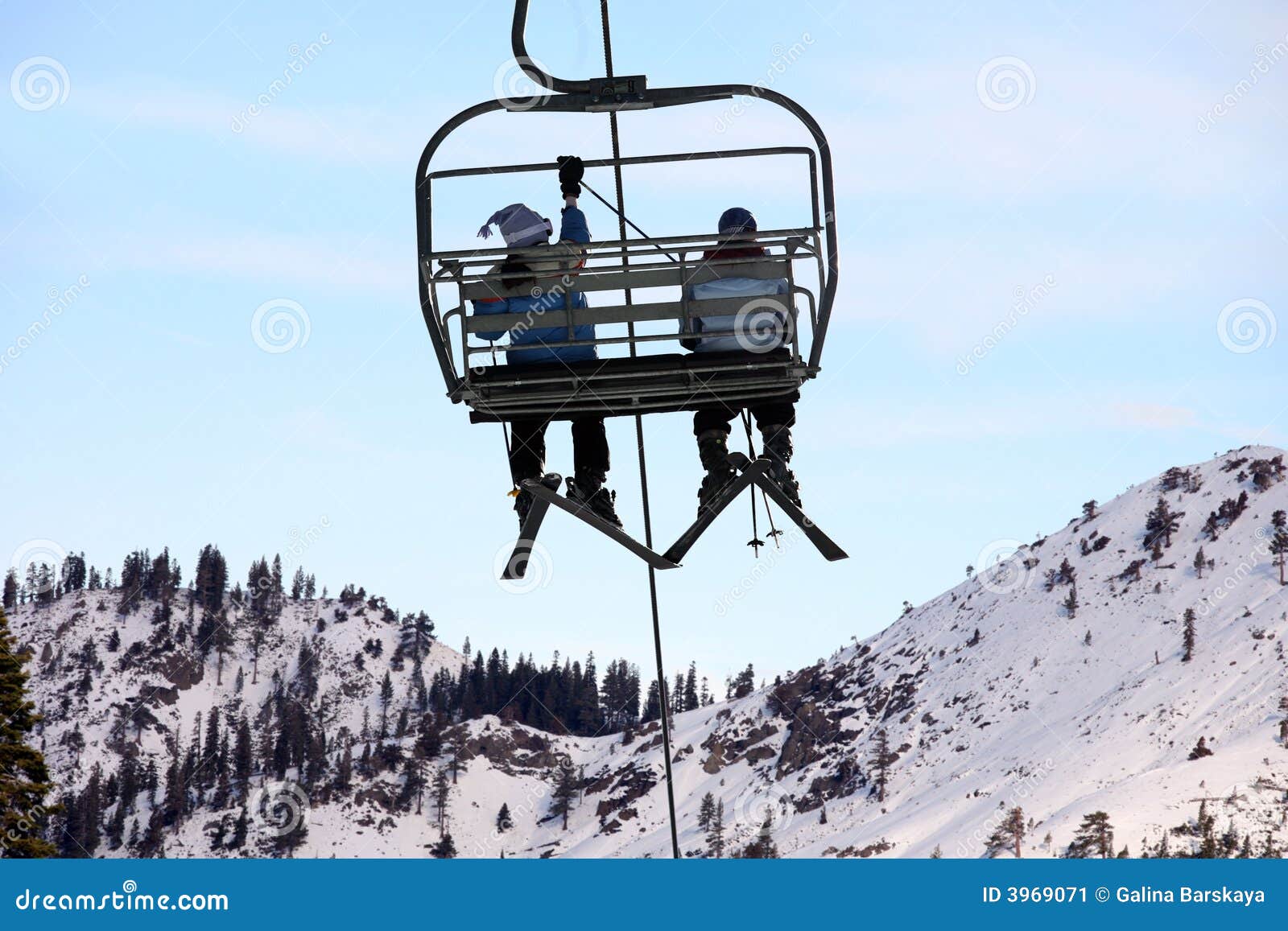 Skiers on chairlift stock image. Image of lifestyle, season - 3969071
