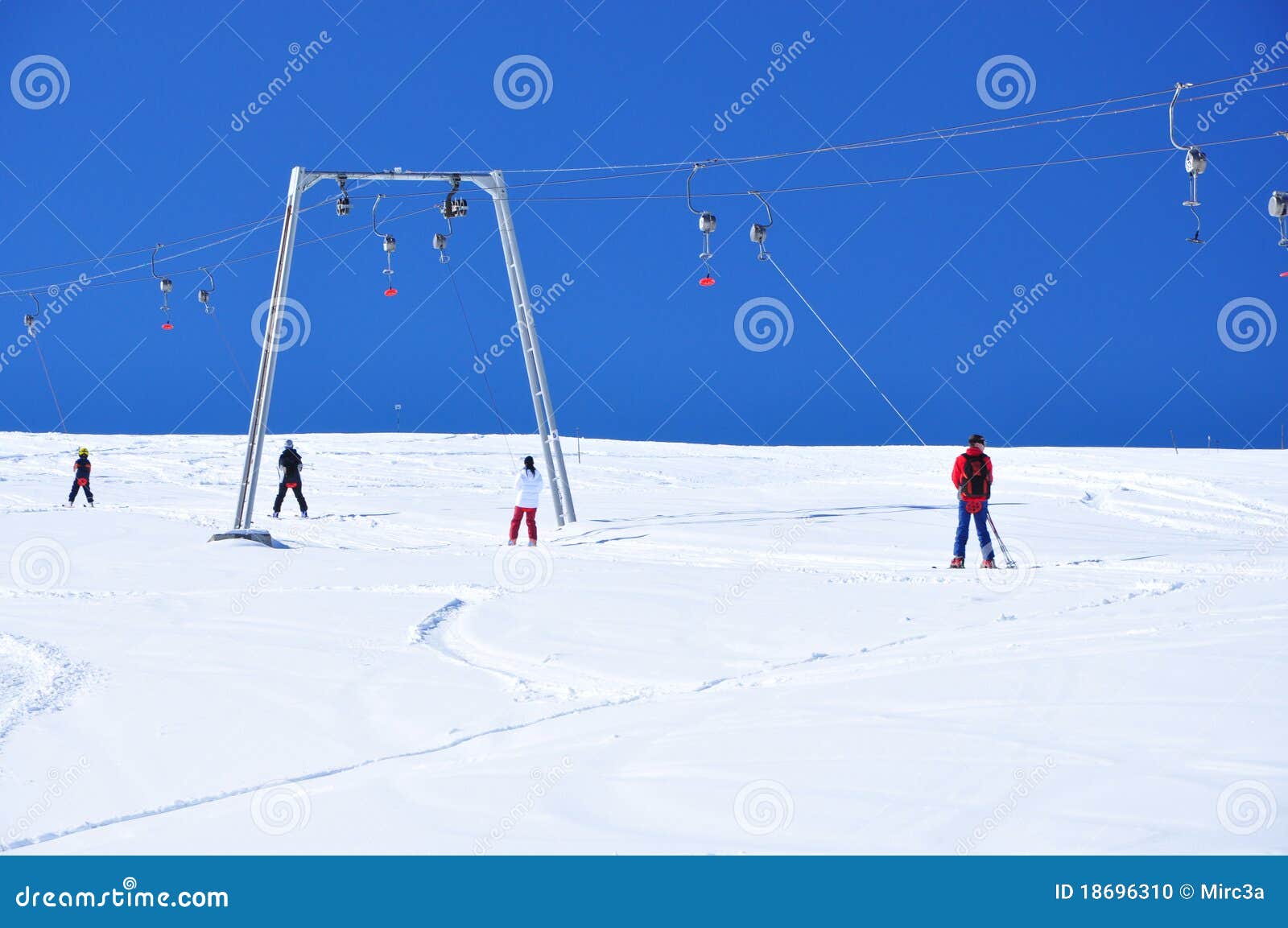 Skiers going up stock photo. Image of people, vacation - 18696310