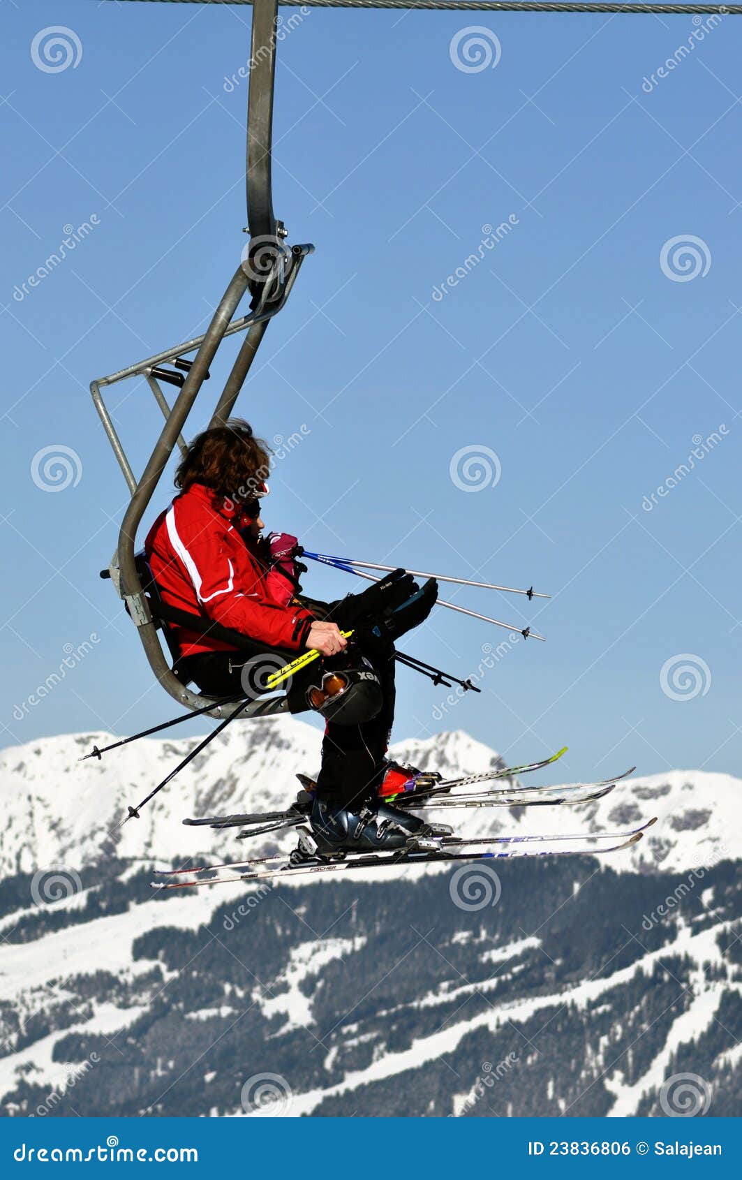 Skiers Going Up with a Ski Lift Editorial Photo - Image of seasonal ...