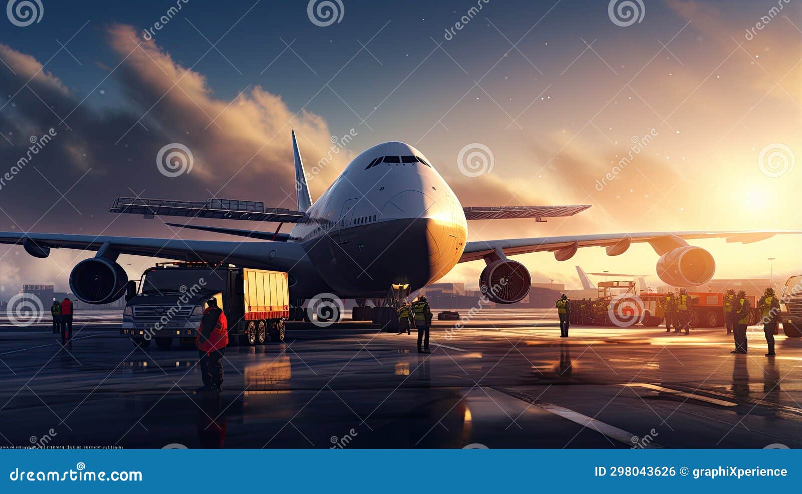 Skies Alive a Dynamic Airport Scene Stock Illustration - Illustration ...