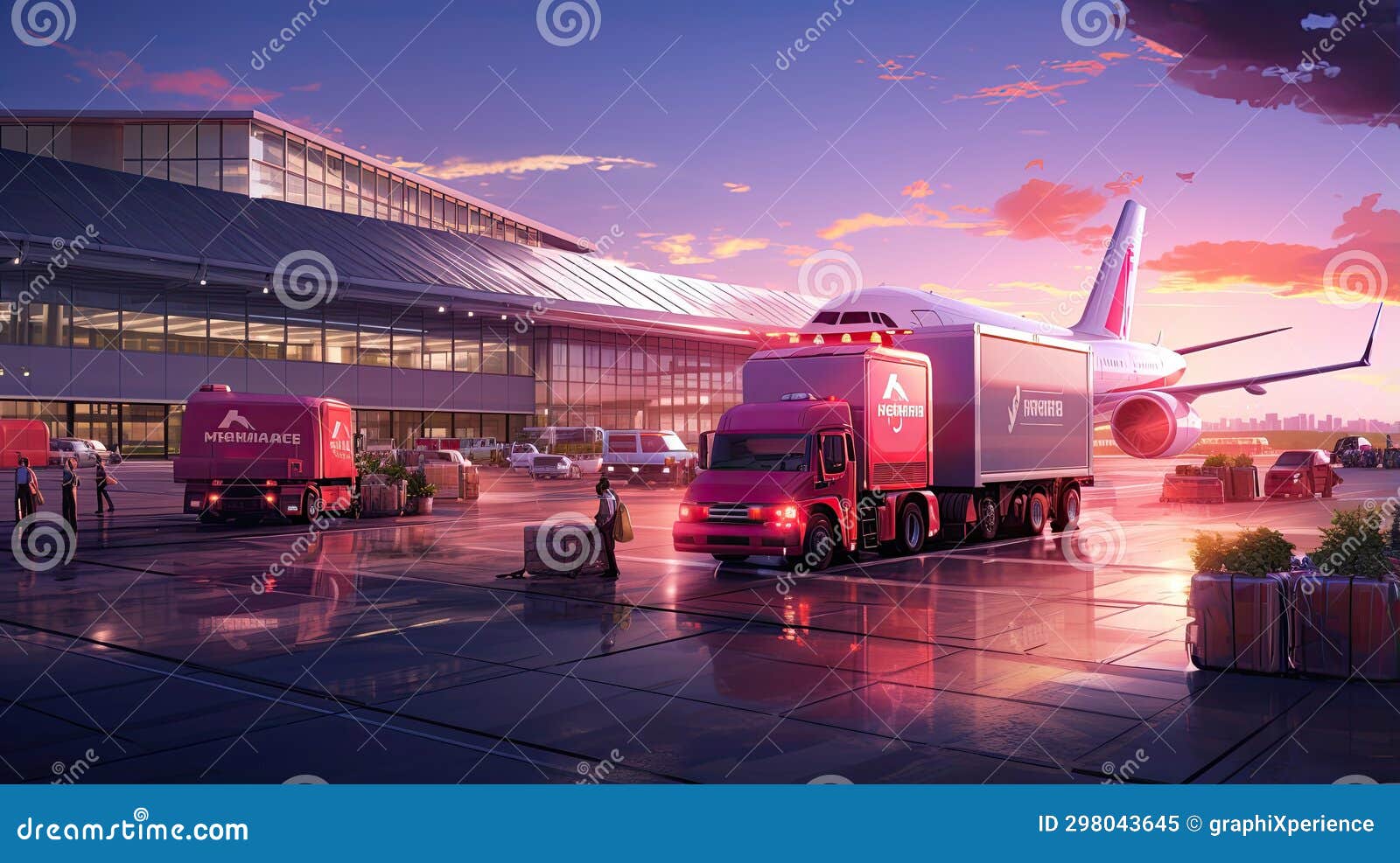 Skies Alive a Dynamic Airport Scene Stock Illustration - Illustration ...