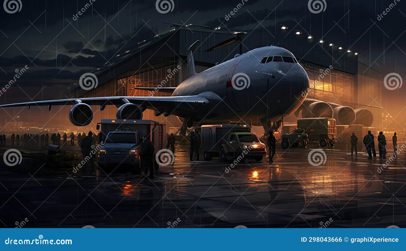 Skies Alive a Dynamic Airport Scene Stock Illustration - Illustration ...