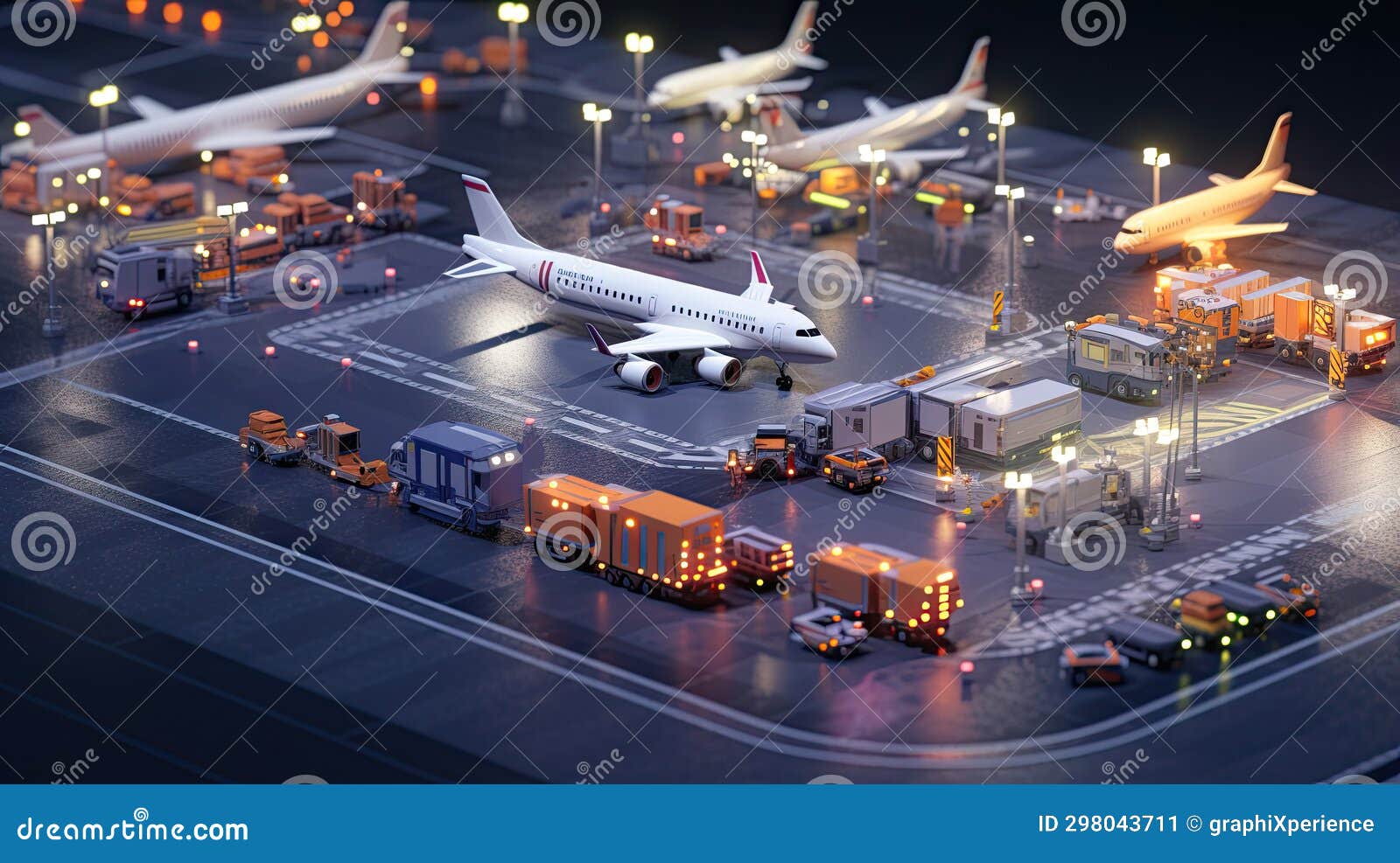 Skies Alive a Dynamic Airport Scene Stock Illustration - Illustration ...