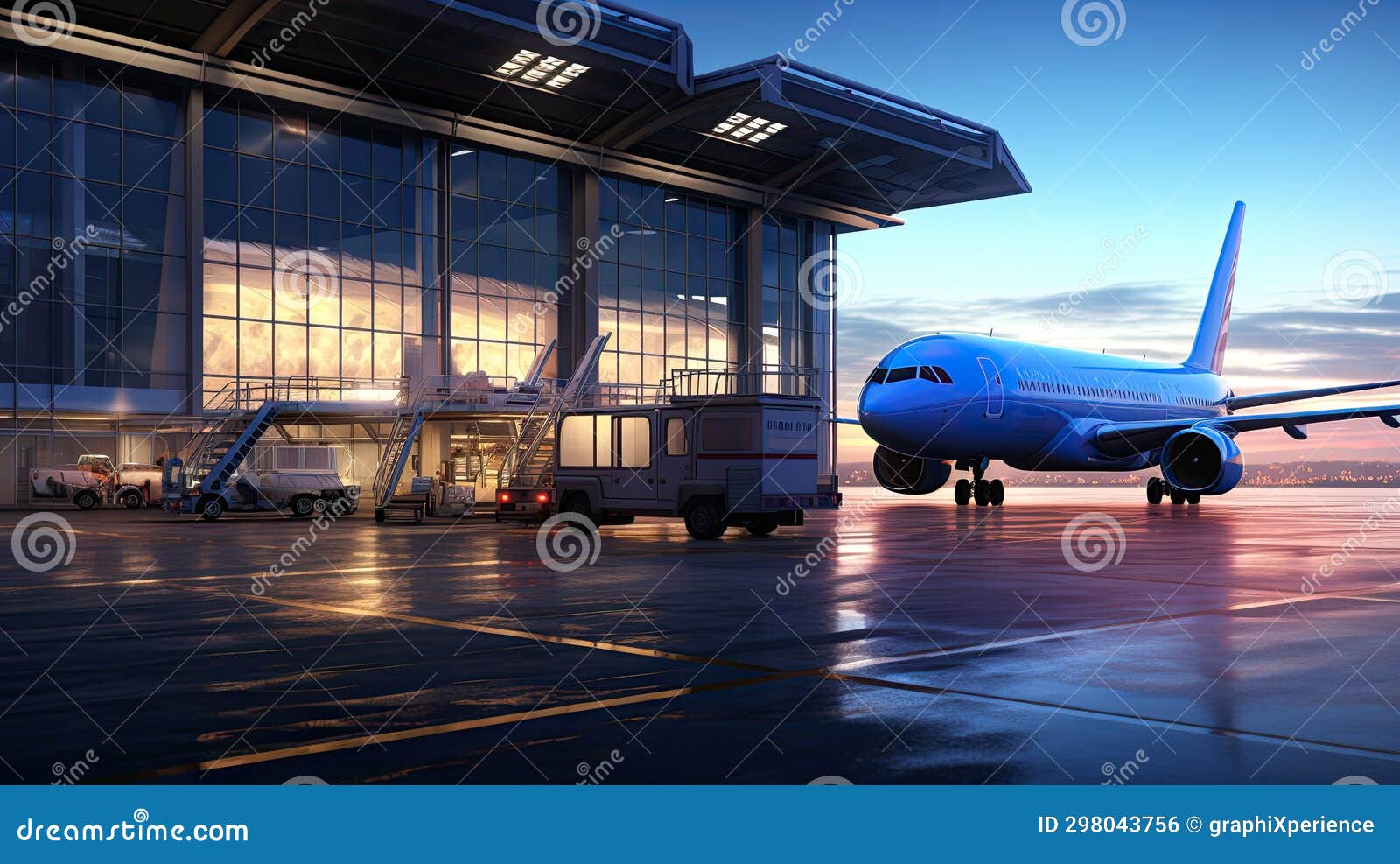 Skies Alive a Dynamic Airport Scene Stock Illustration - Illustration ...