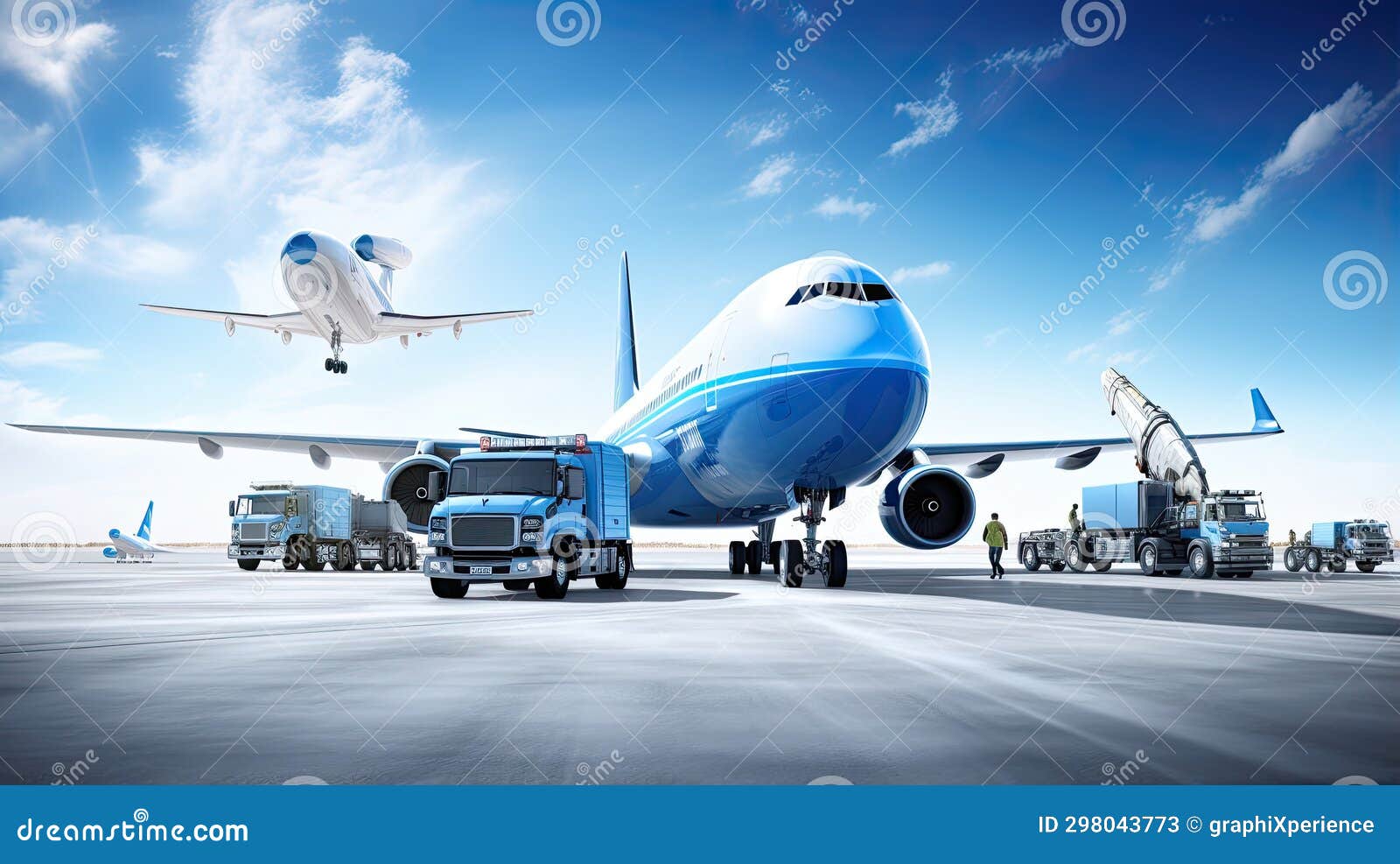 Skies Alive a Dynamic Airport Scene Stock Illustration - Illustration ...
