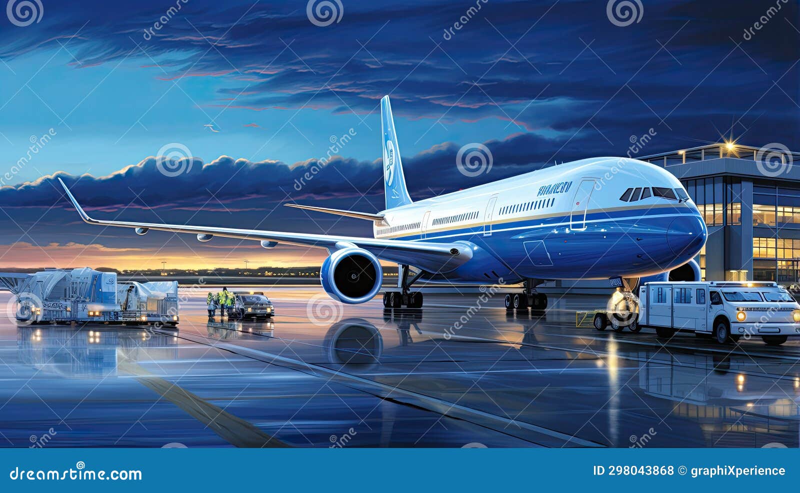 Skies Alive a Dynamic Airport Scene Stock Illustration - Illustration ...