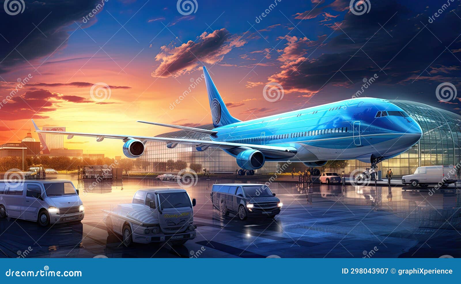Skies Alive a Dynamic Airport Scene Stock Illustration - Illustration ...