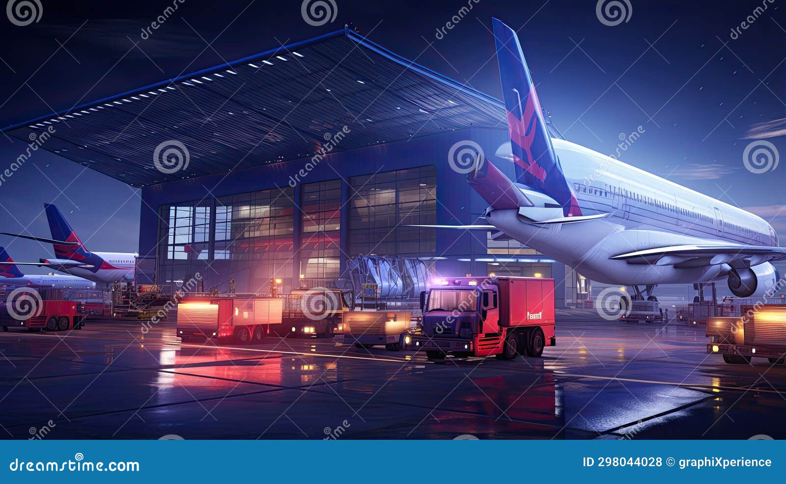Skies Alive a Dynamic Airport Scene Stock Illustration - Illustration ...