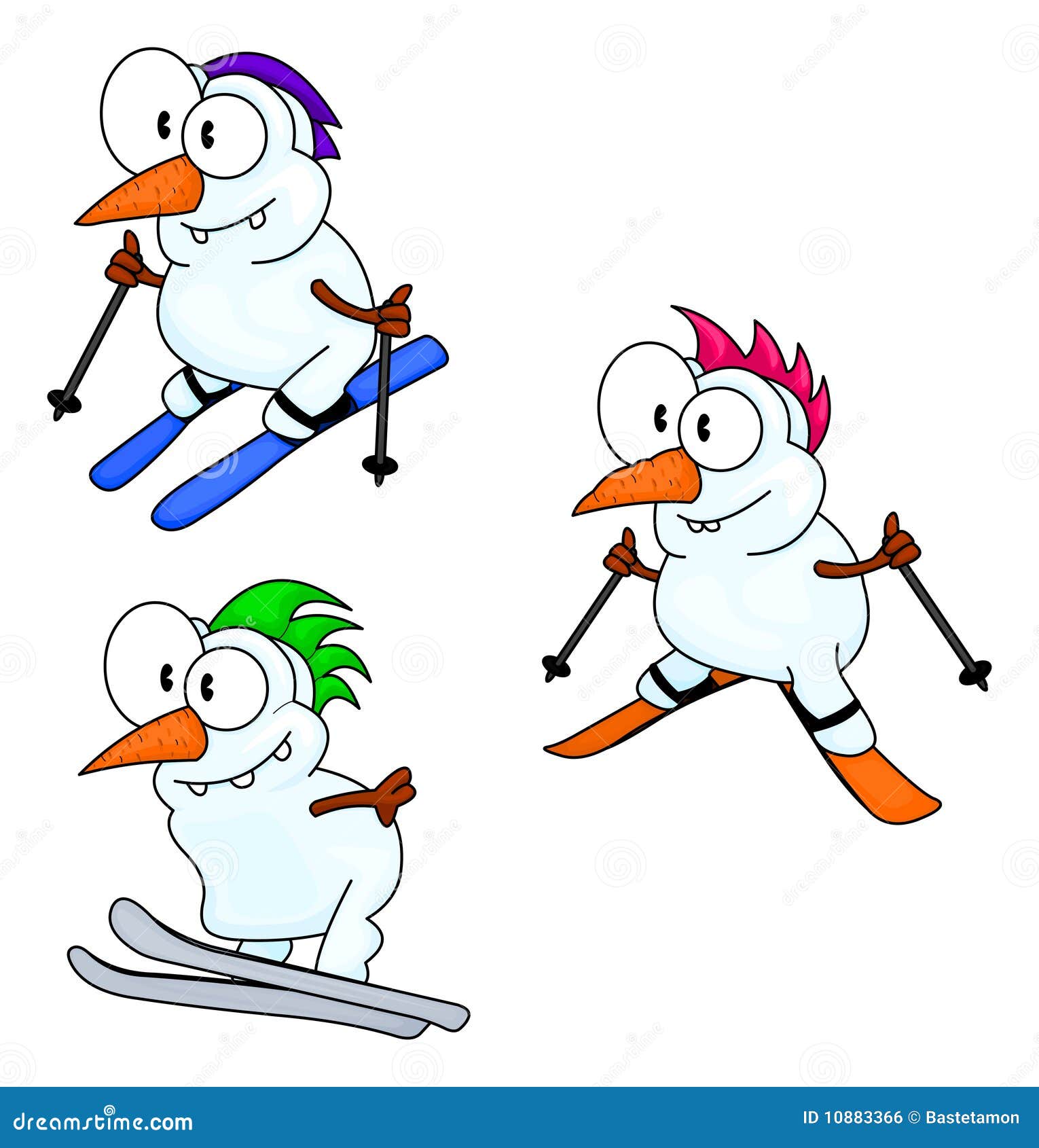 Skifahren-Schneemänner vektor abbildung. Illustration von karikatur ...