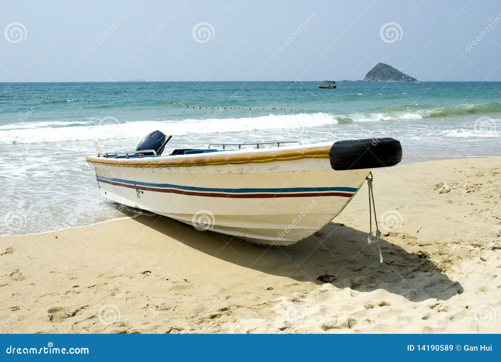 Skiff on the beach stock image. Image of kosi, summer - 14190589