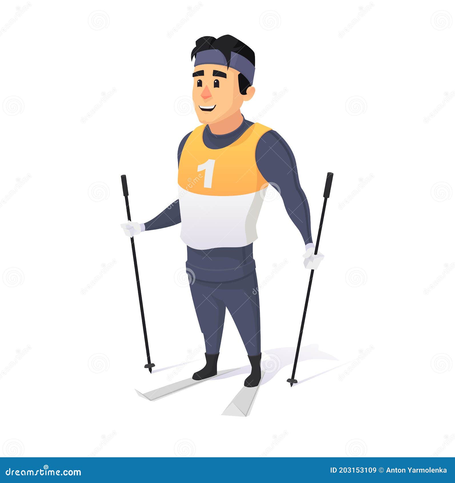 An Olympic Skier Character Design Isolated on White Background. Male ...