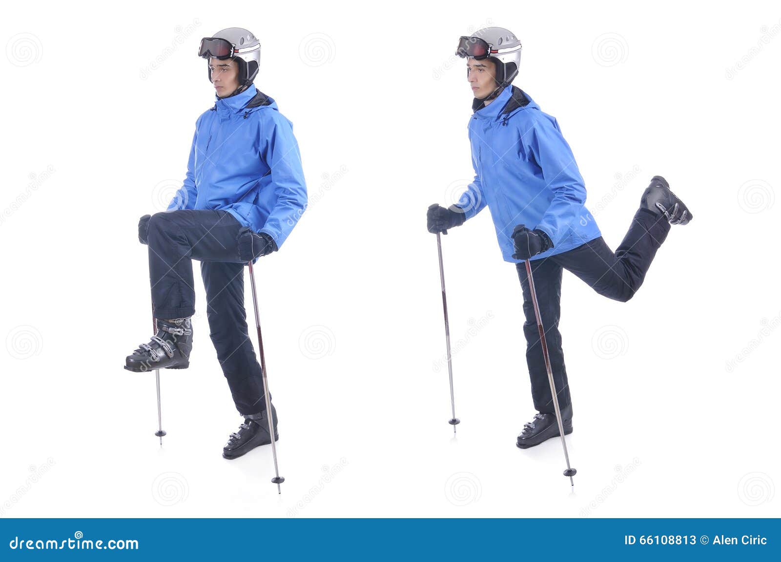 Skiier Demonstrate Warm Up Exercise for Skiing Stock Image - Image of ...