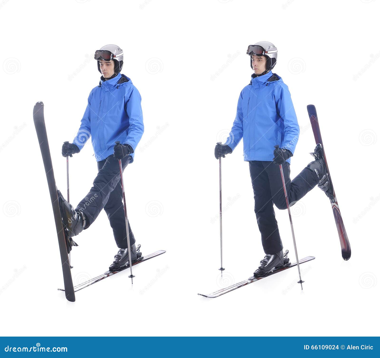 Skiier Demonstrate Warm Up Exercise for Skiing Stock Photo - Image of ...