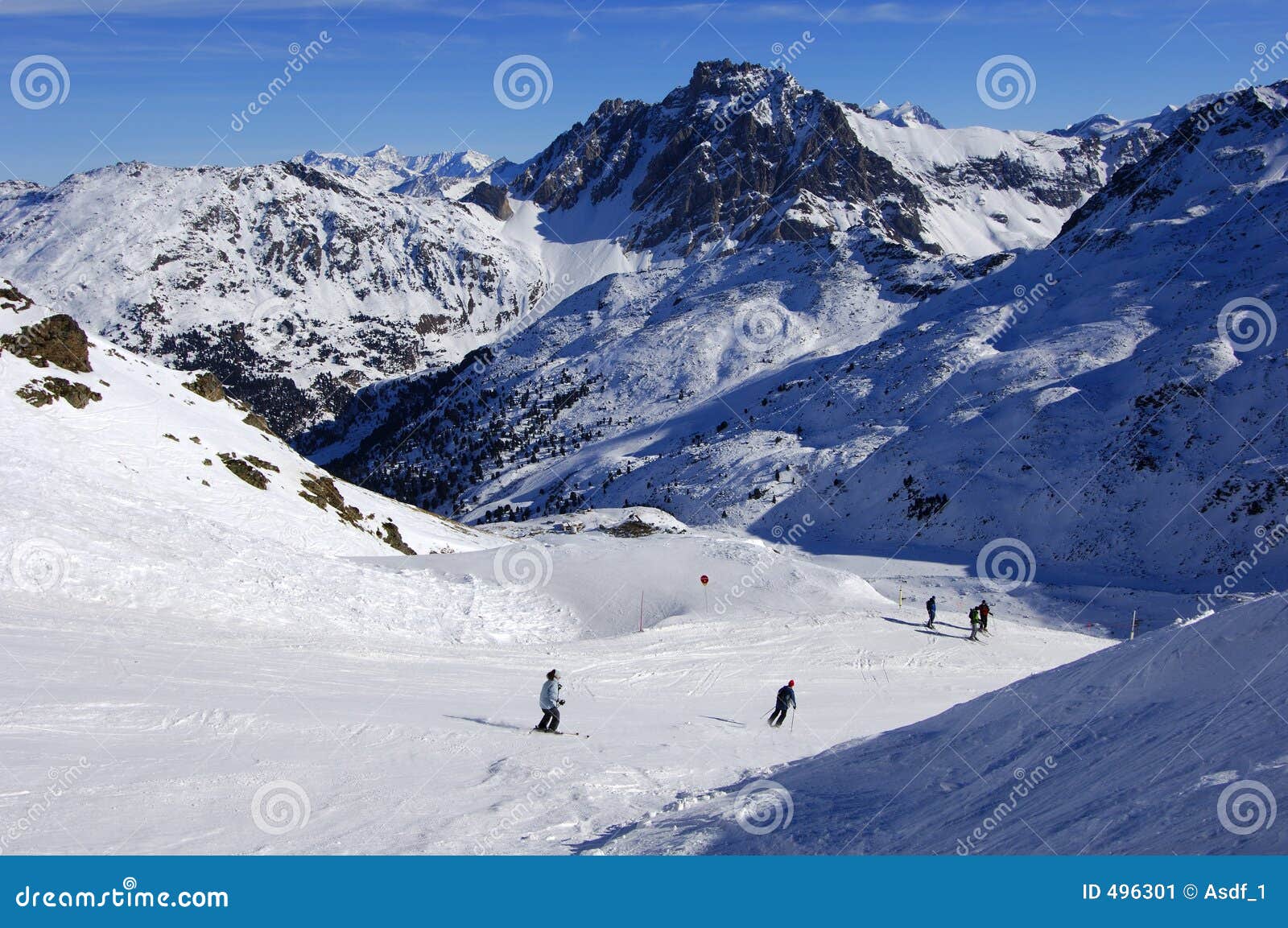 Skiing in the Alps stock image. Image of slope, alps, piste - 496301