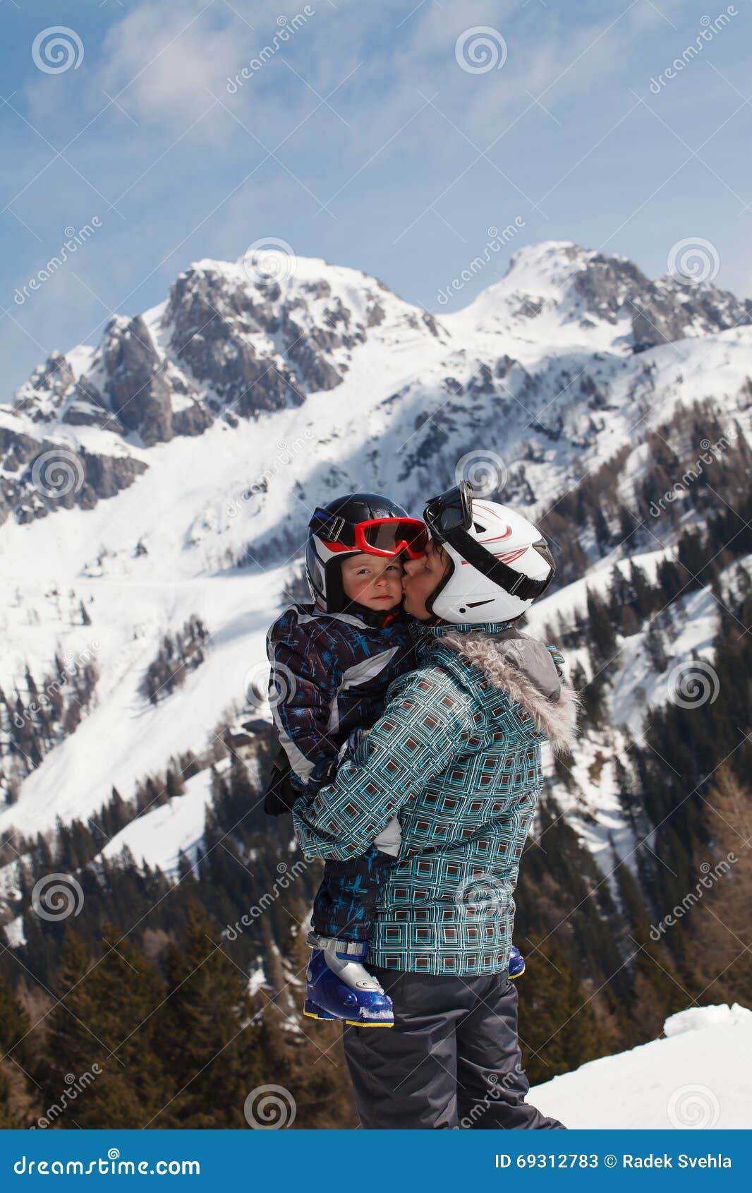 Skiing in the Alps. stock image. Image of panorama, relaxation - 69312783