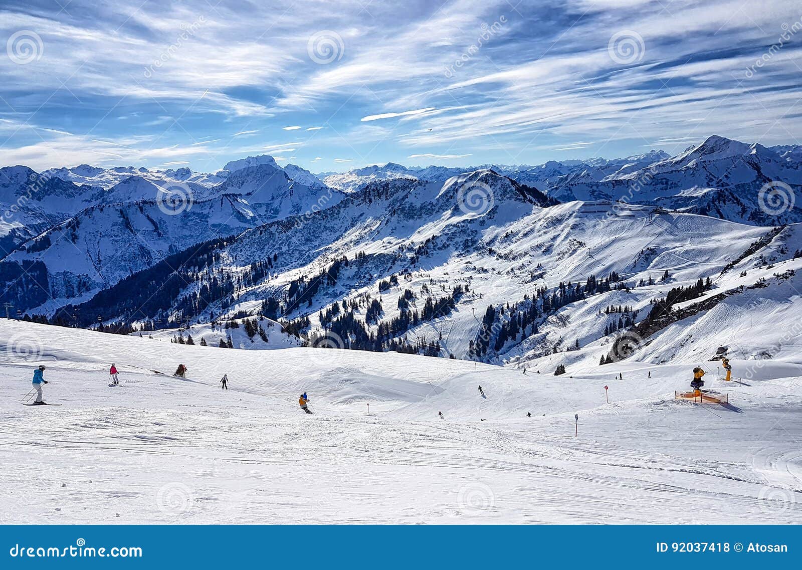 Skiing in the Austrian Alps Stock Photo - Image of resort, destinations ...
