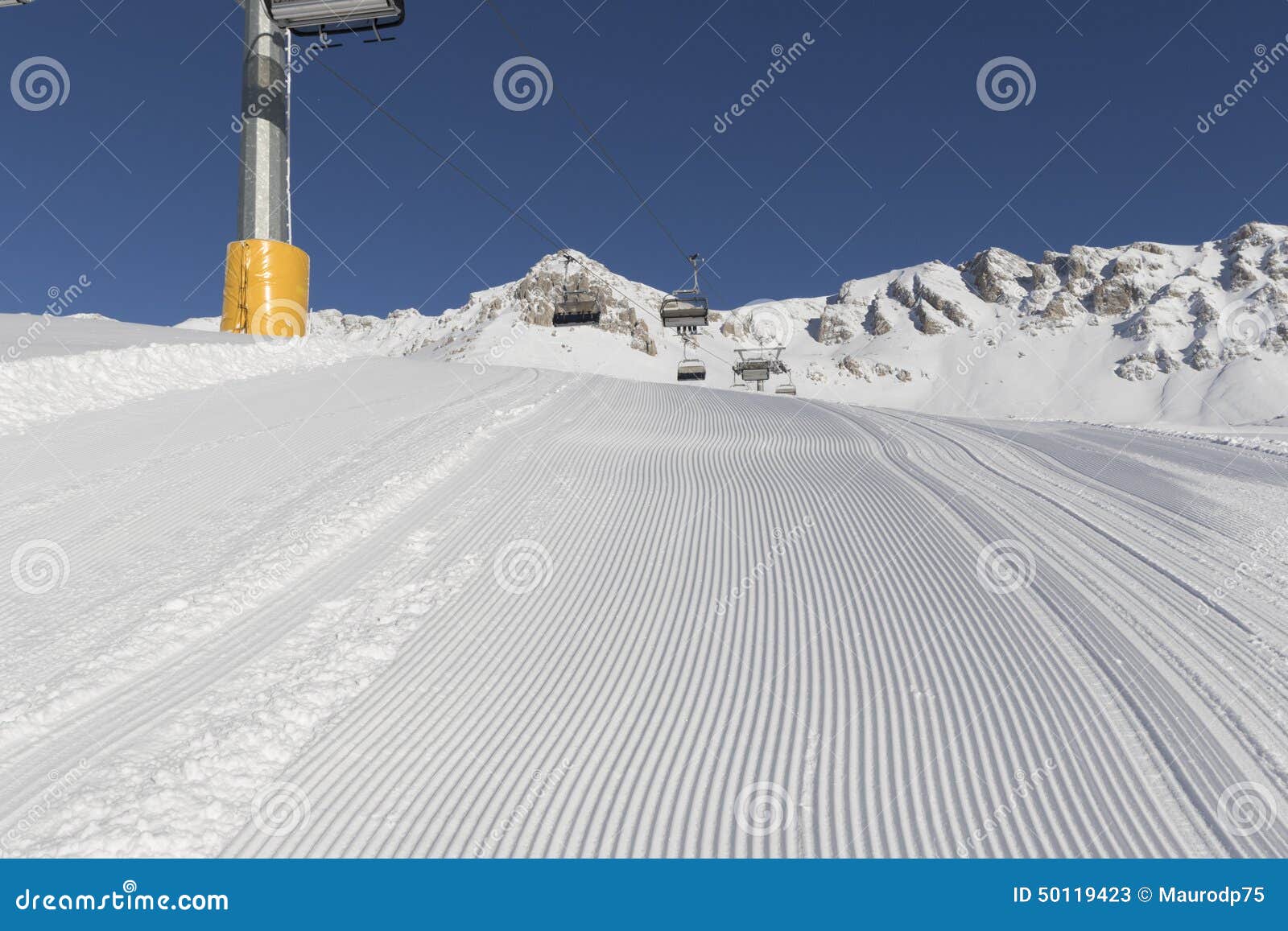 Skiing Background - Fresh Snow on Ski Slope Stock Image - Image of ...
