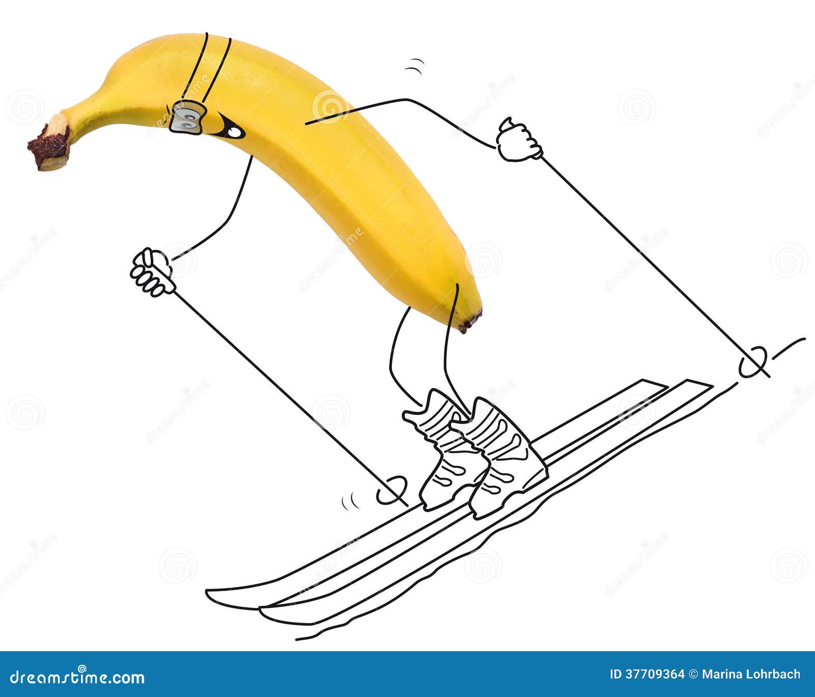 Skiing banana stock illustration. Illustration of figure - 37709364