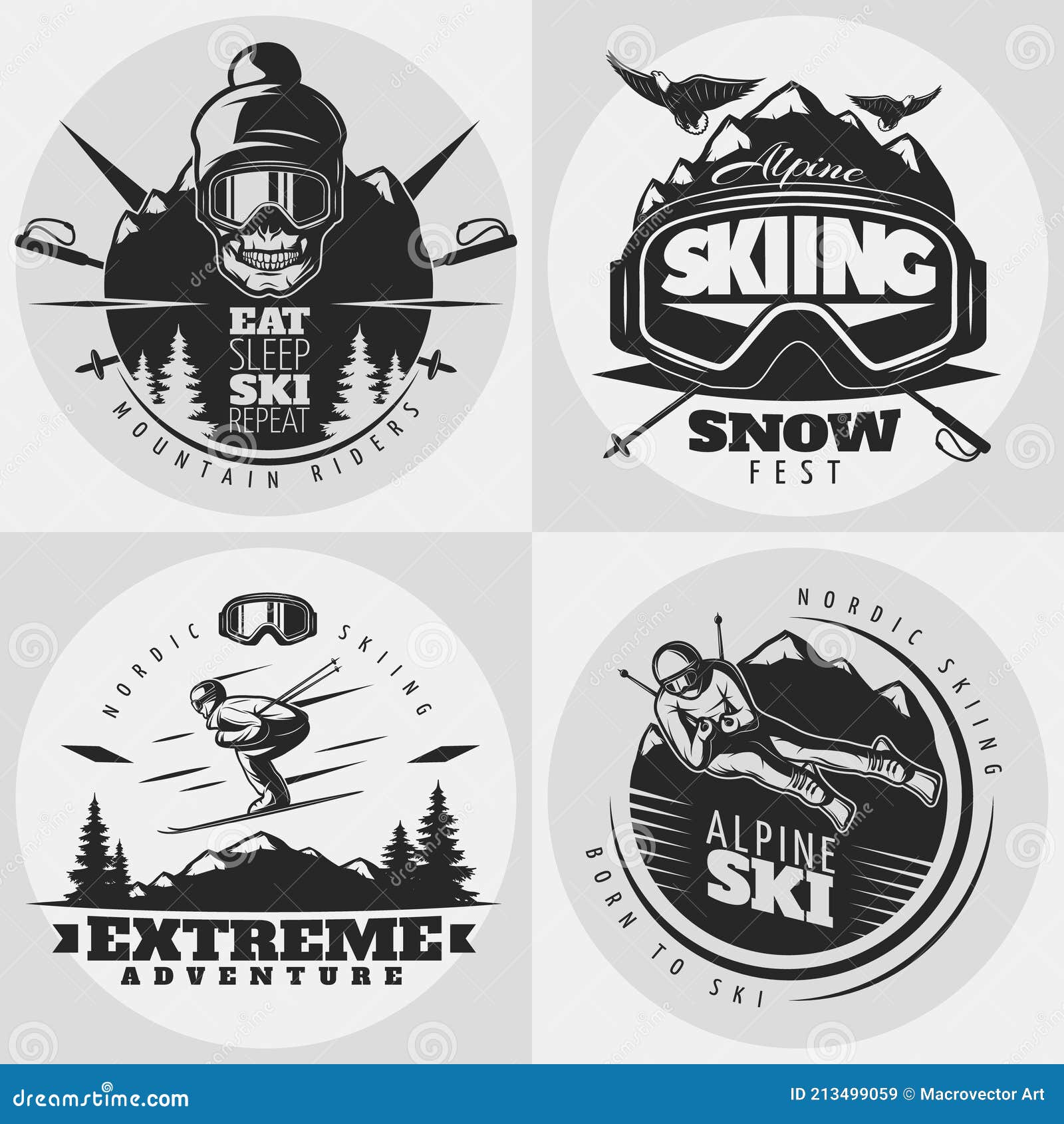 Skiing Emblem Design Composition Stock Vector - Illustration of ...