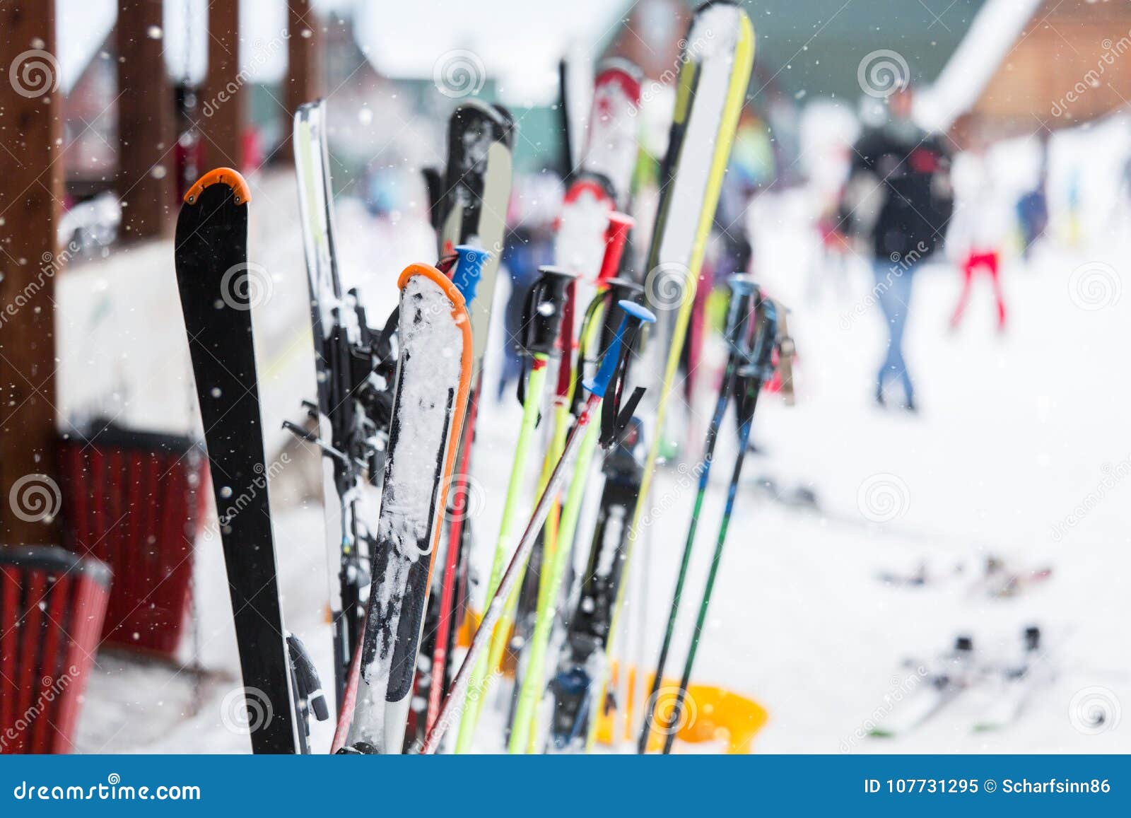 Skiing and equipment stock image. Image of cold, stick - 107731295
