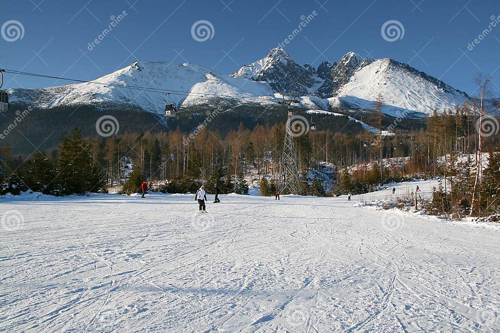 Skiing in High Tatras stock image. Image of active, altitude - 12504271