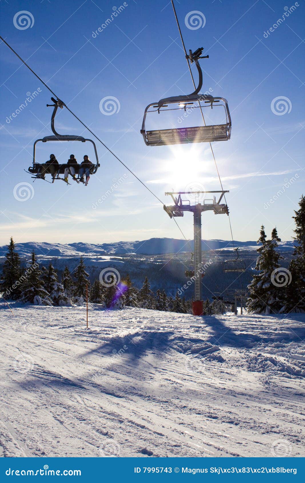 Skiing lift stock image. Image of lifestyles, kvitfjell - 7995743