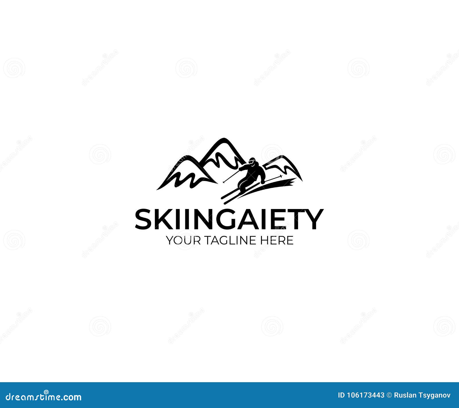 Skiing Logo Template. Mountains and Skier Vector Design Stock Vector ...
