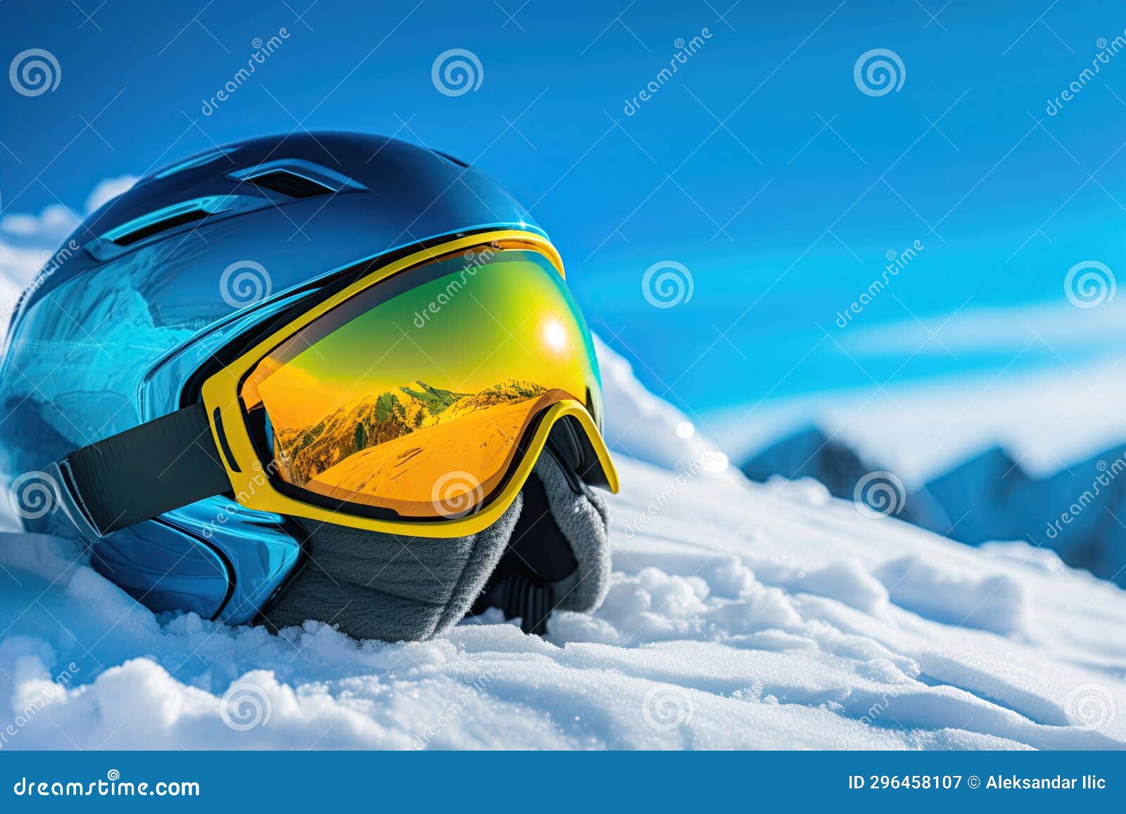 Skiing Mask in the Snow. Empty Space on the Side To Add Text or Logo ...